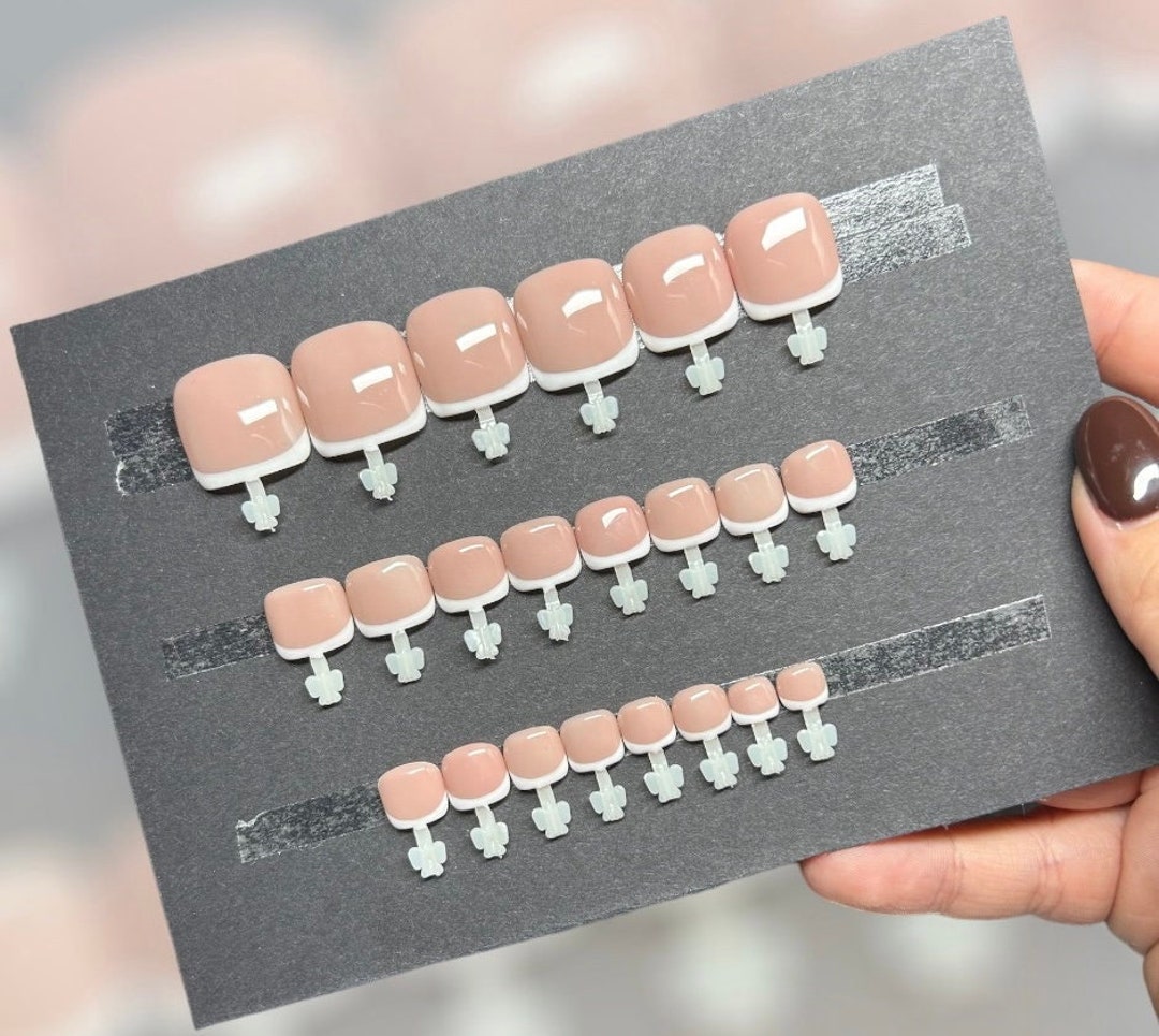 CLASSIC FRENCH Toenails Press on Nails | Glue on Nails | Fake Nails ...