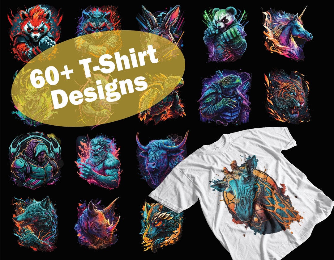 60 Animal T Shirt Designs Bundle - Etsy