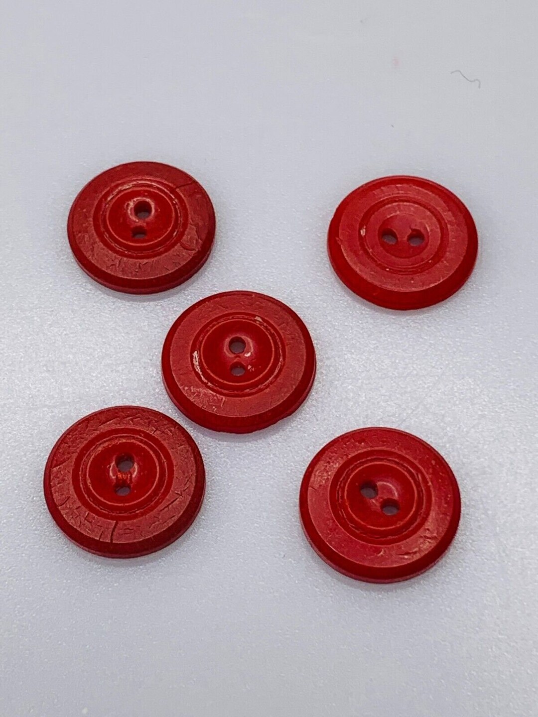 Set of 5 Vintage Small Red Buttons 2 Hole Plastic - Etsy