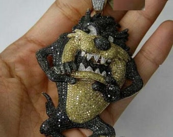 Blue & White Diamond Toon Pendant Iced Out Character Charm - Etsy