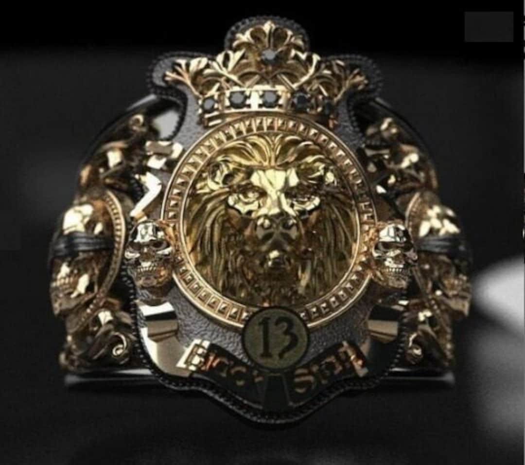 14k Gold Plated Lion Ring, Lion Ring, Men, Mens Signet Ring, Lion Head ...