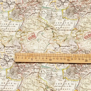 Beautiful Fabric Vintage Map Fabric Retro Fabric Cotton Fabric by Half ...