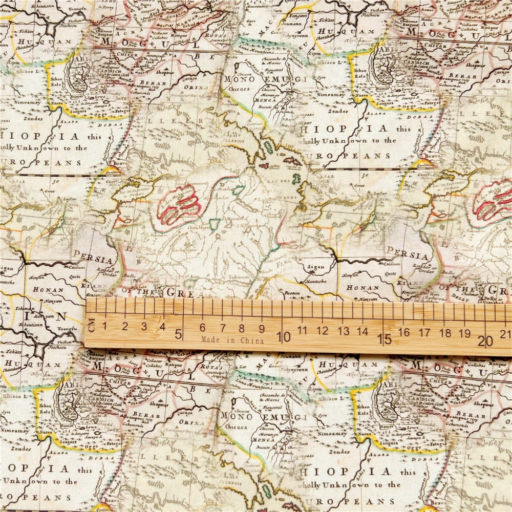 Beautiful Fabric Vintage Map Fabric Retro Fabric Cotton Fabric by Half ...