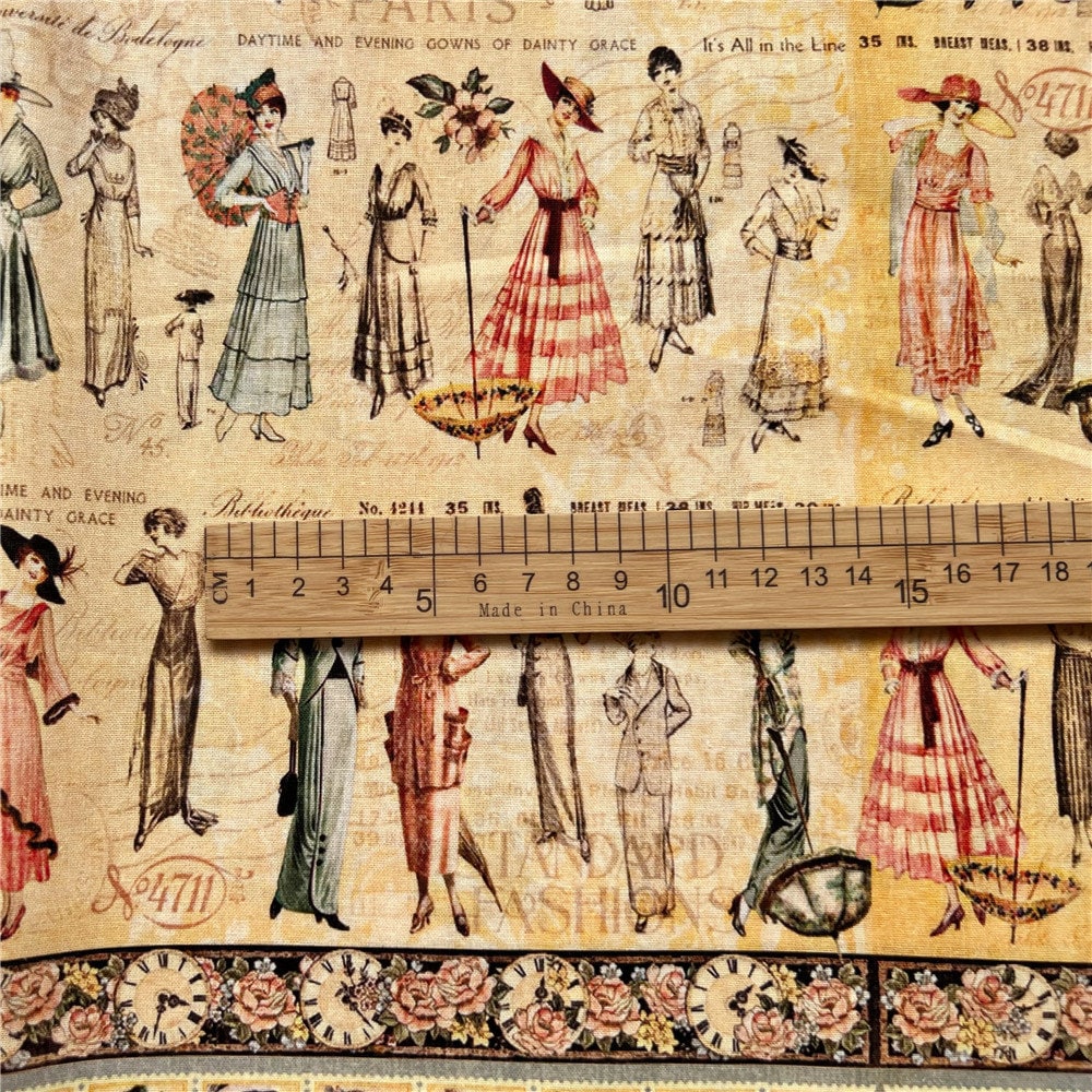 Beautiful Fabric Vintage Woman Fabric Lady Fabric Cotton Fabric by Half ...