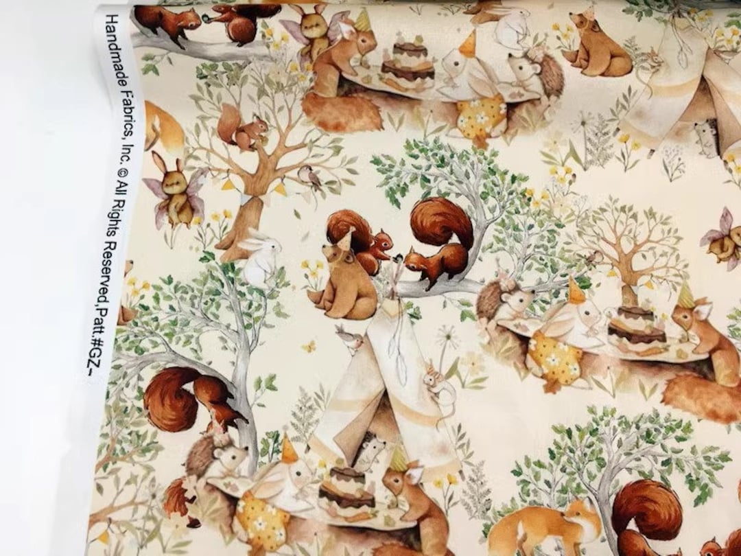 Lovely Forest Squirrel Fabric Cotton Fabric Animal Fabric by Half Yard ...