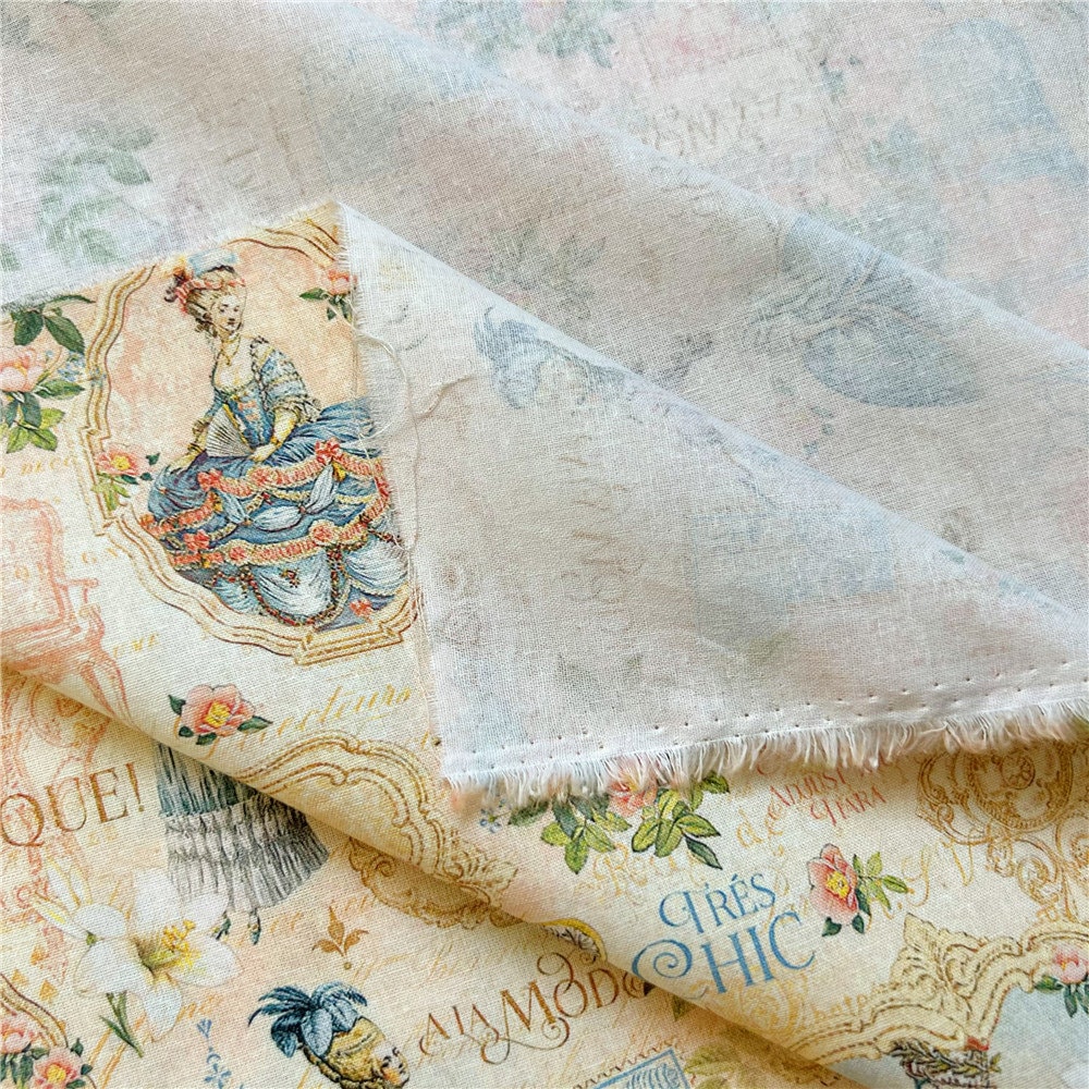Beautiful Fabric Vintage Woman Fabric Lady Fabric Cotton Fabric by Half ...