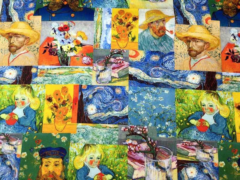Beautiful Fabric Vintage Fabric World Famous Paintings Fabric Cotton ...