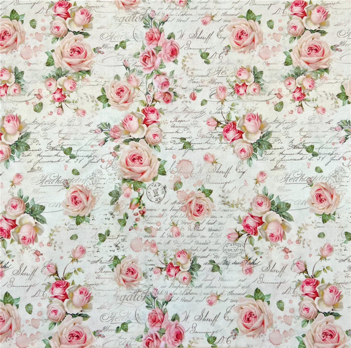Beautiful Fabric Vintage Floral Fabric Flower Fabric Cotton Fabric by ...