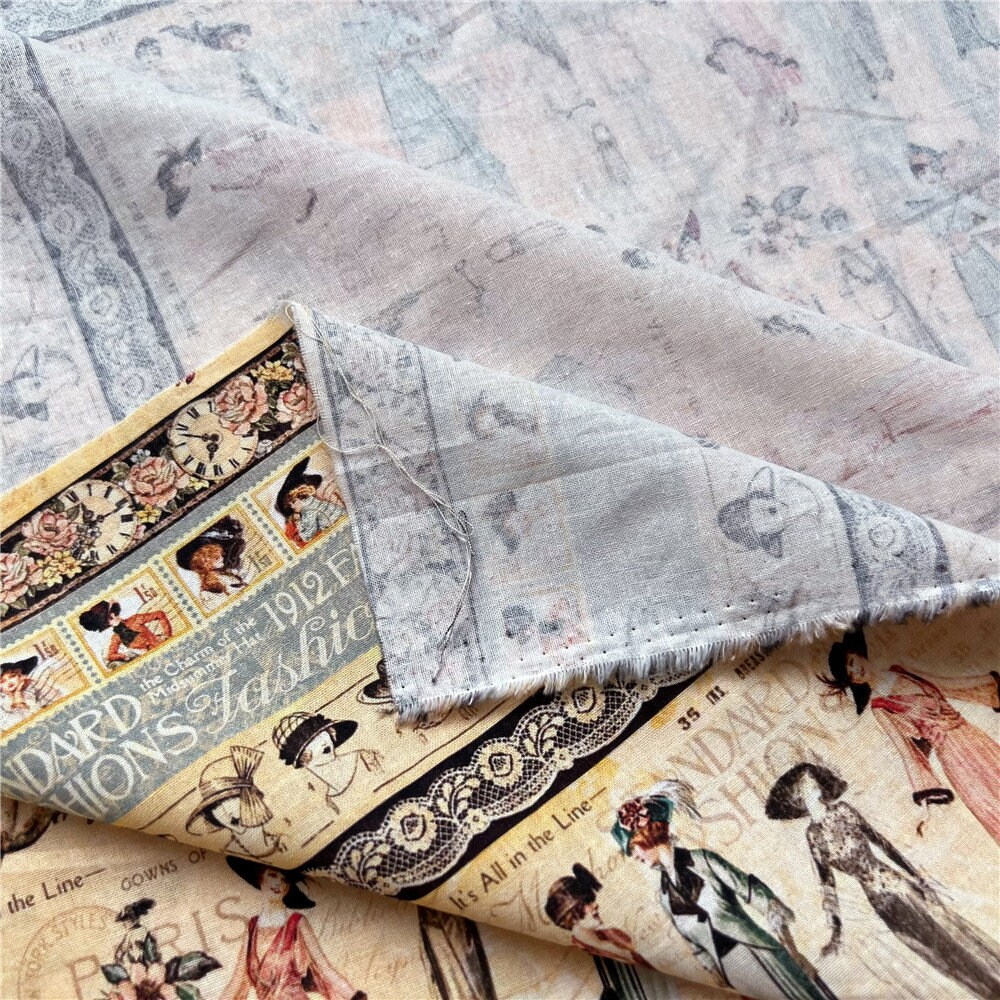 Beautiful Fabric Vintage Woman Fabric Lady Fabric Cotton Fabric by Half ...