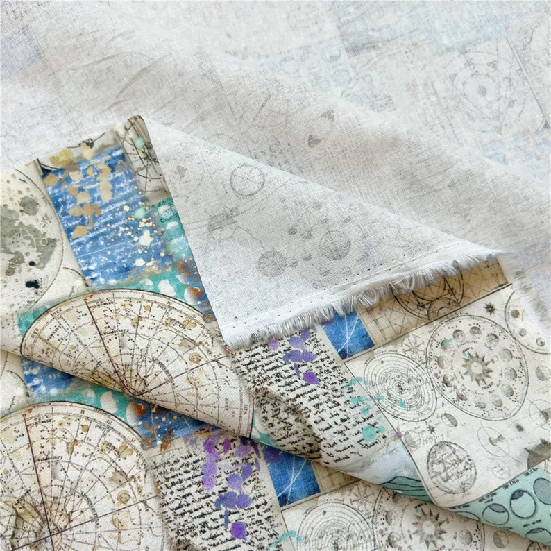 Beautiful Fabric Vintage Map Fabric Retro Fabric Cotton Fabric by Half ...