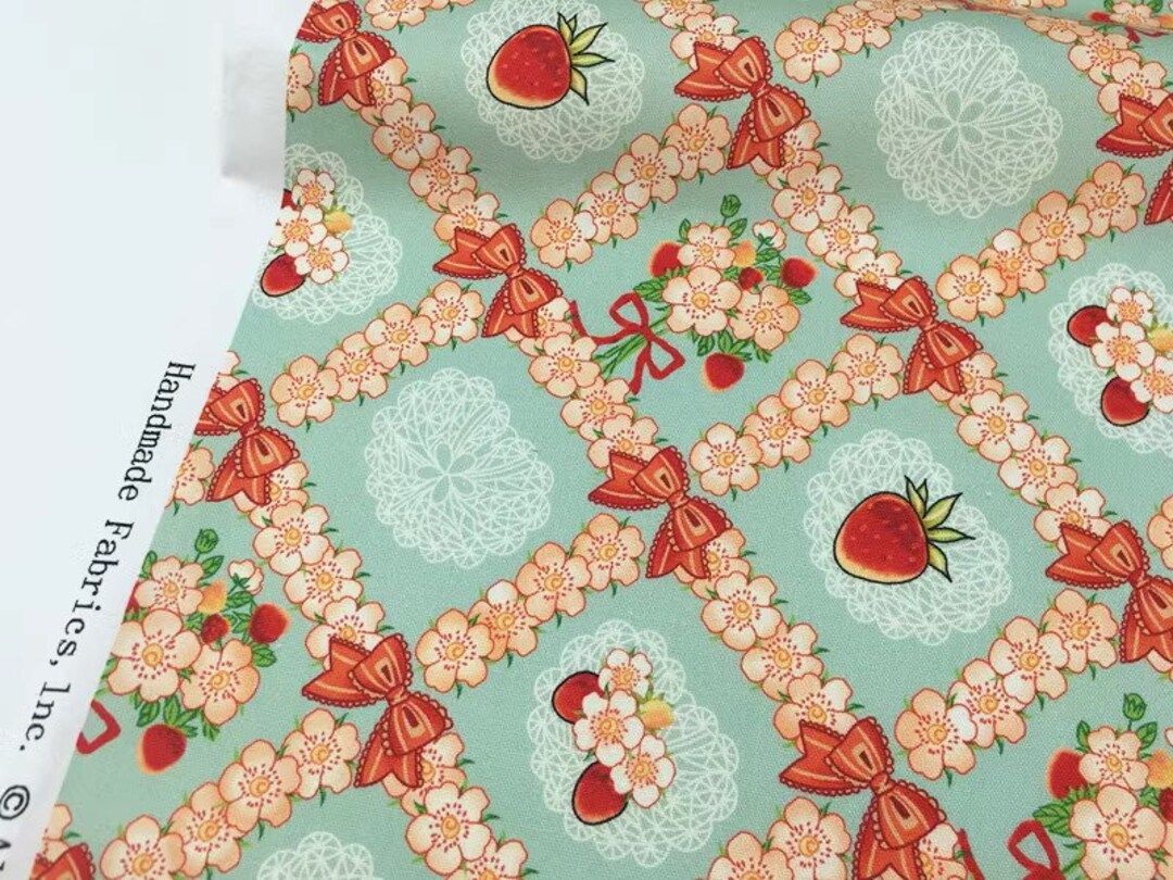 Summer Flower Fabric Floral Fabric Bow Flowers Fabric Strawberry ...