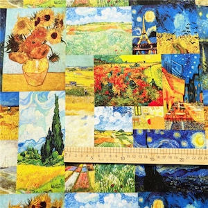 Beautiful Fabric Vintage Fabric World Famous Paintings Fabric Cotton ...