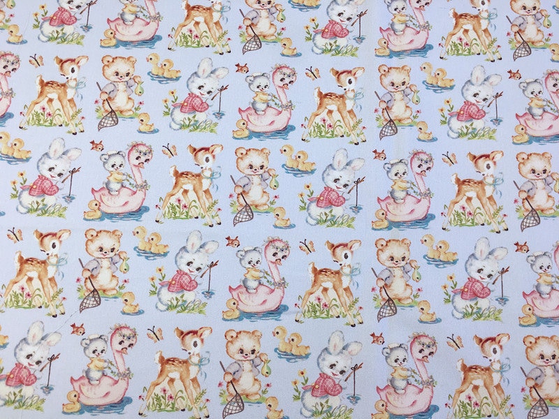 Vintage Retro Cute Fabric Cotton Fabric Animal Toy Fabric by Half Yard ...
