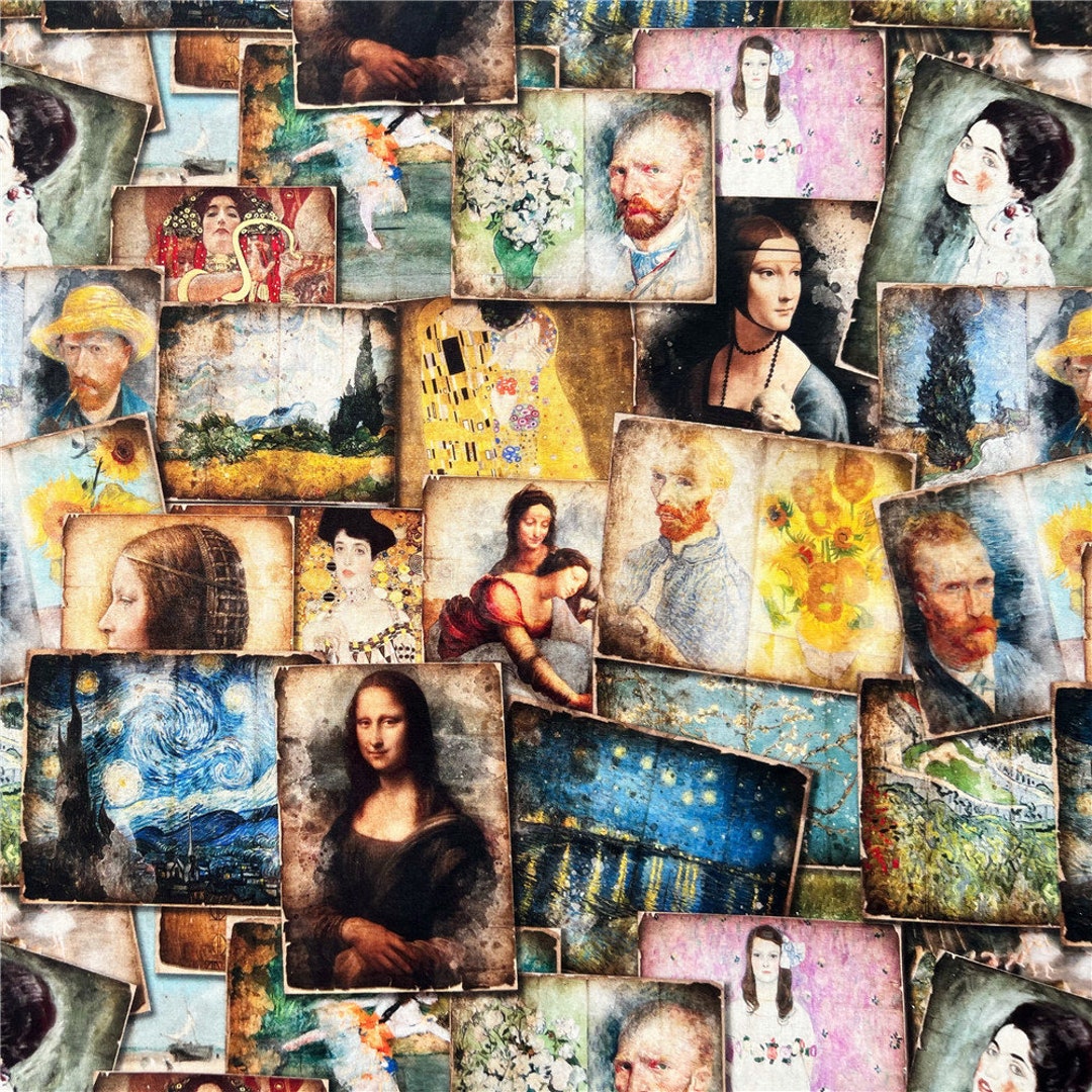 Beautiful Fabric Vintage Fabric Painting Fabric Cotton Fabric by Half ...