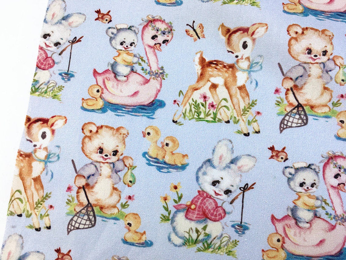 Vintage Retro Cute Fabric Cotton Fabric Animal Toy Fabric by Half Yard ...