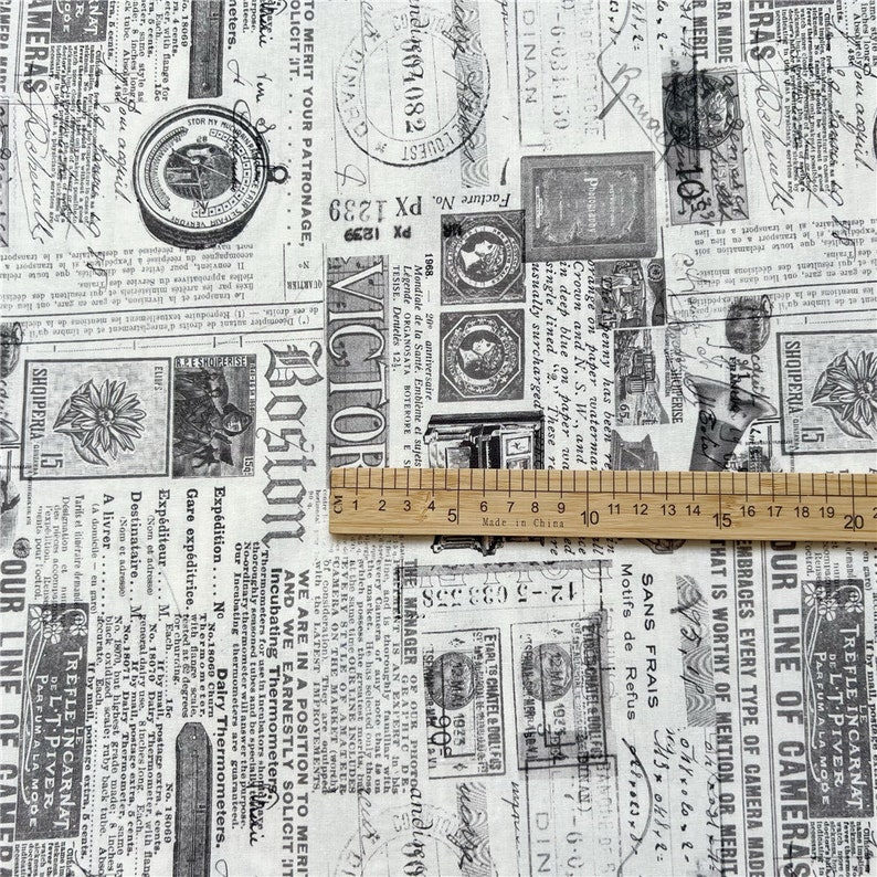 Beautiful Fabric Vintage Newspaper Fabric Retro Fabric Cotton Fabric by ...