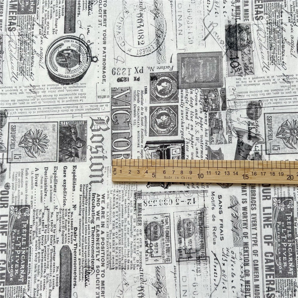 Beautiful Fabric Vintage Newspaper Fabric Retro Fabric Cotton Fabric by ...