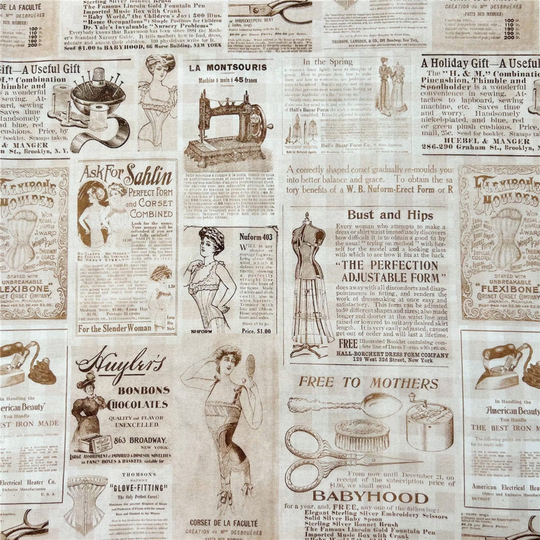 Beautiful Fabric Vintage Woman Fabric Lady Fabric Cotton Fabric by Half ...