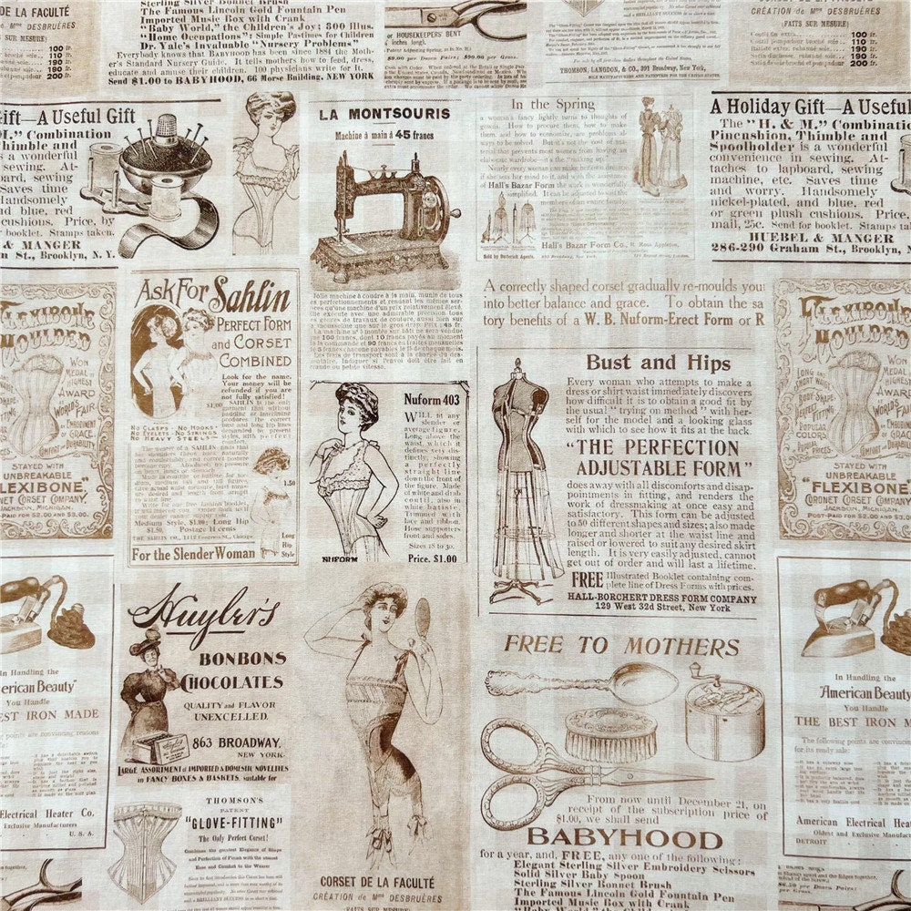 Beautiful Fabric Vintage Woman Fabric Lady Fabric Cotton Fabric by Half ...