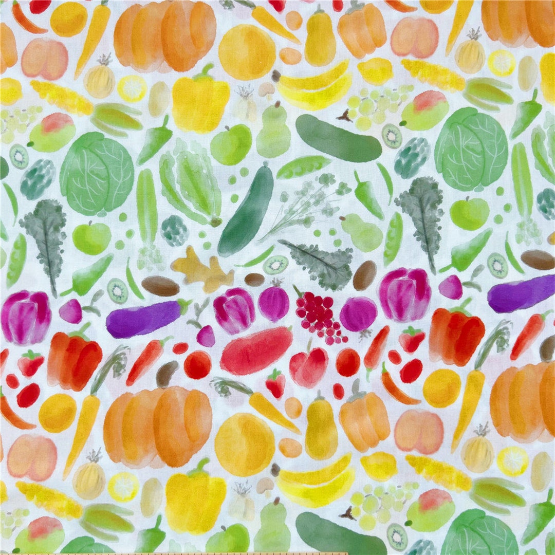 Beautiful Fabric Fruit Fabric Vegetable Fabric Poplin Cotton Fabric by ...