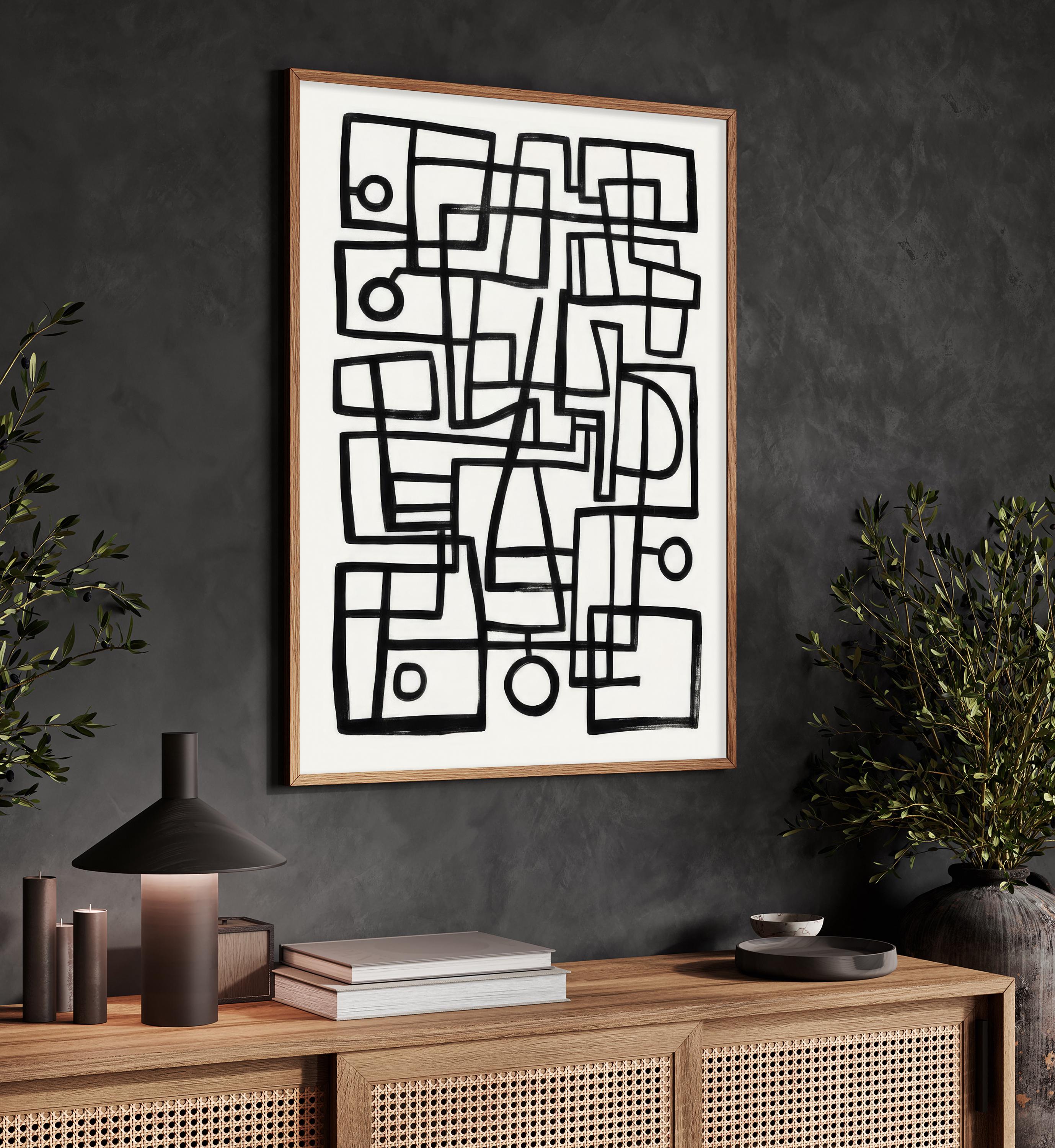 Modern Minimalist Line Art – Geometric Monochrome Wall Decor - Etsy