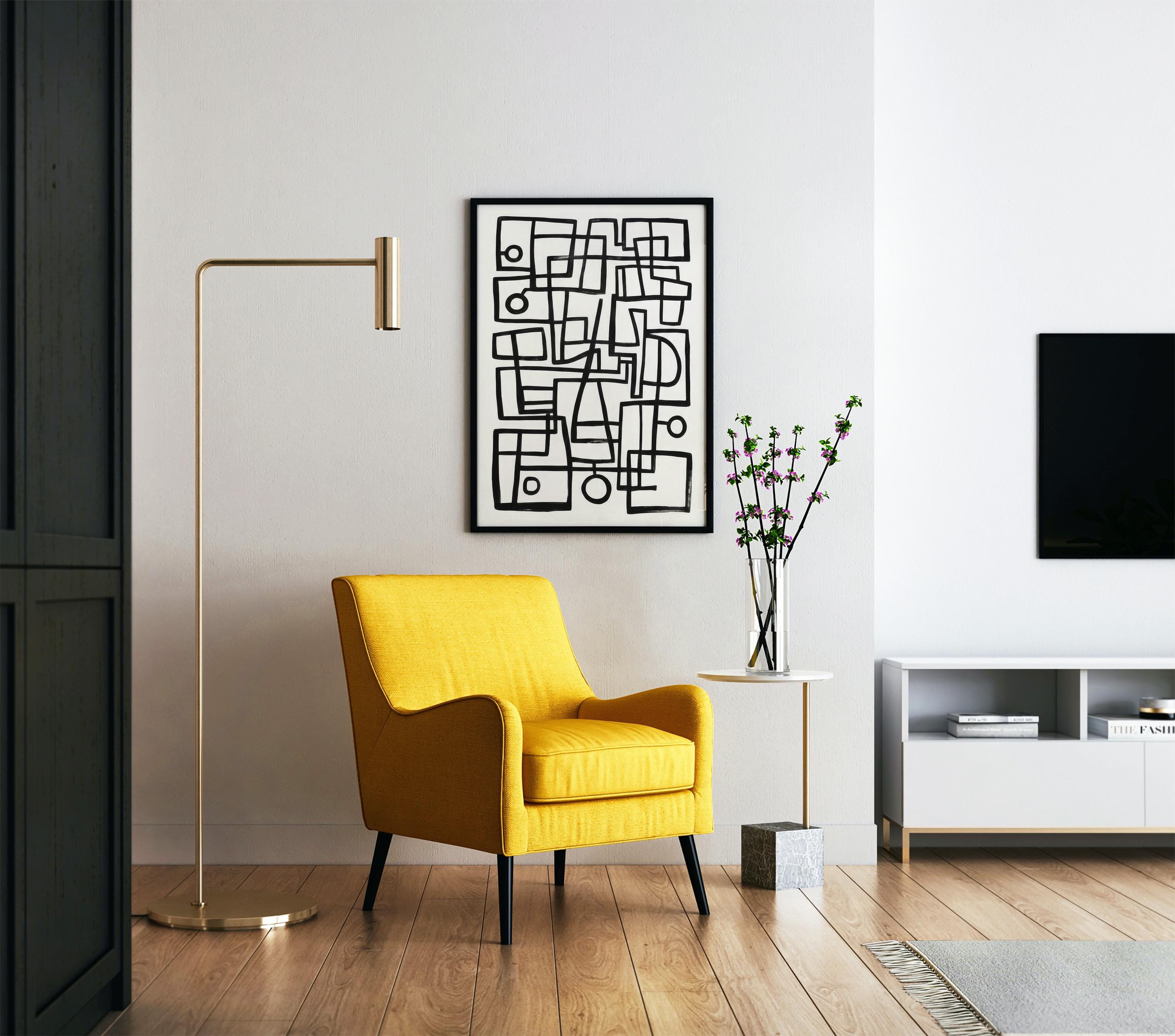 Modern Minimalist Line Art – Geometric Monochrome Wall Decor - Etsy