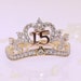 14K Gold 15 Anos Quinceanera Crown RING/ Fifteen CZ Stones for Sweet ...