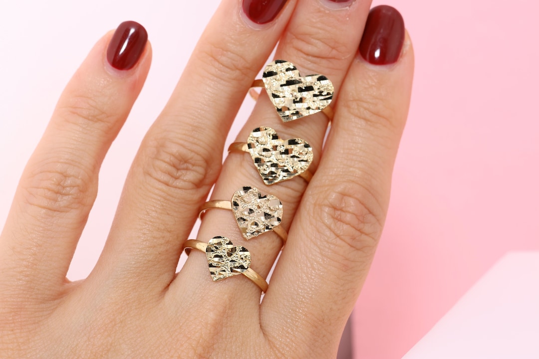 10K Gold Heart Nugget Ring / Nugget Ring / Dainty Ring / Gift for Her ...