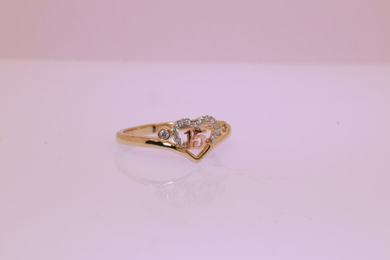 14K Gold 15 Anos STAR Quinceanera RING/ Fifteen CZ Stones for - Etsy