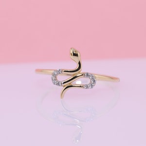 14K Solid Gold Snake Ring, Dainty Snake Rings for Women, Graduation ...