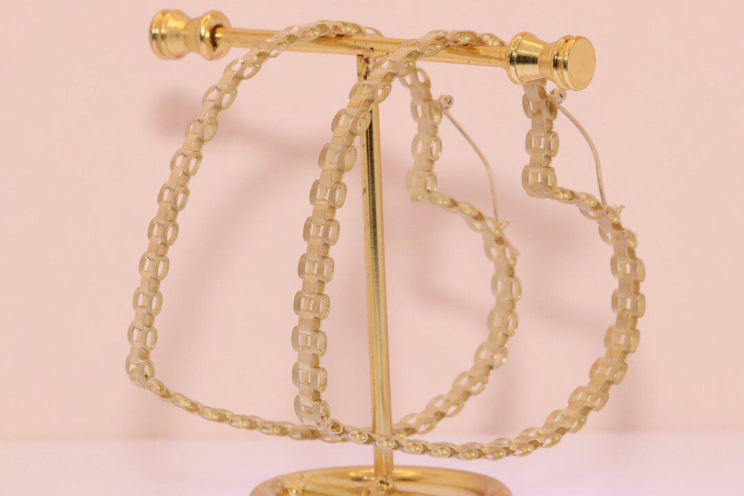 10k 14k Rolex Style Band Heart 6mm Hoop Earrings 2.5 - Etsy