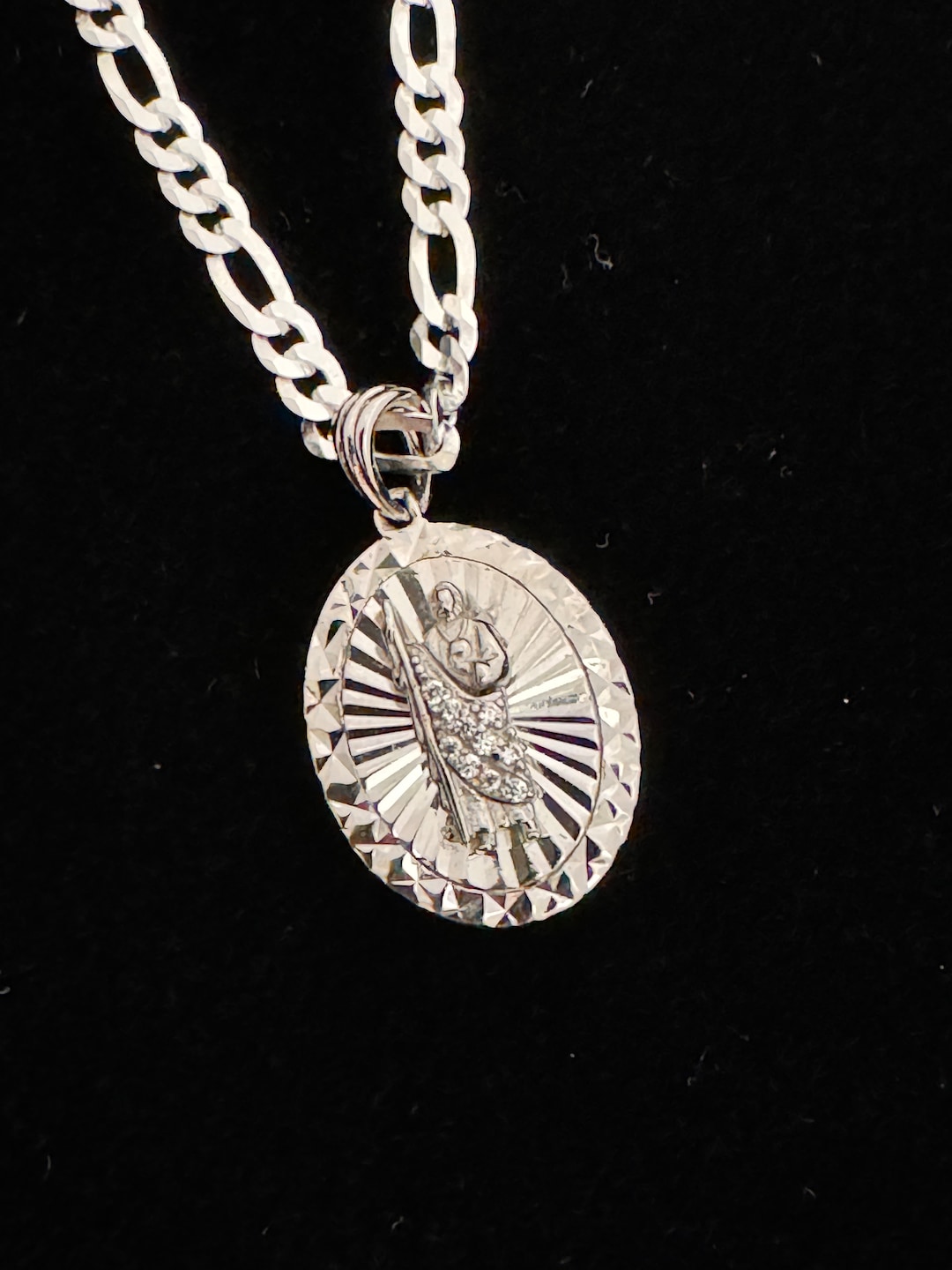 925 Sterling Silver Saint Jude Necklace, Religious Charm, Silver Saint ...