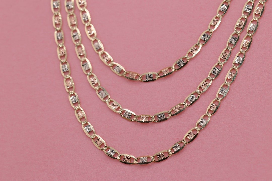 14K Valentino Chain/ 14K Tri Color Dainty Chain / Women Chain ...