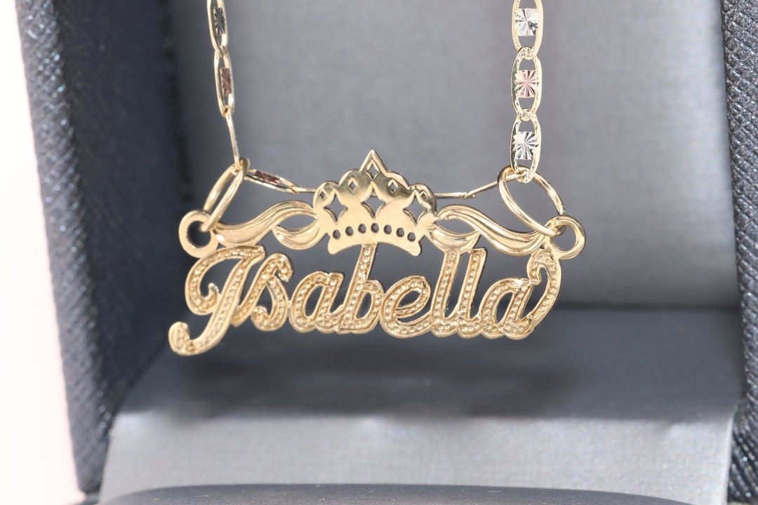 10K 14K Solid Real Gold Crown Name Pendants, Personalized Name, Diamond ...