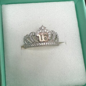 14K Gold 15 Anos Quinceanera Crown Ring/ Fifteen for Sweet 15 Birthday ...