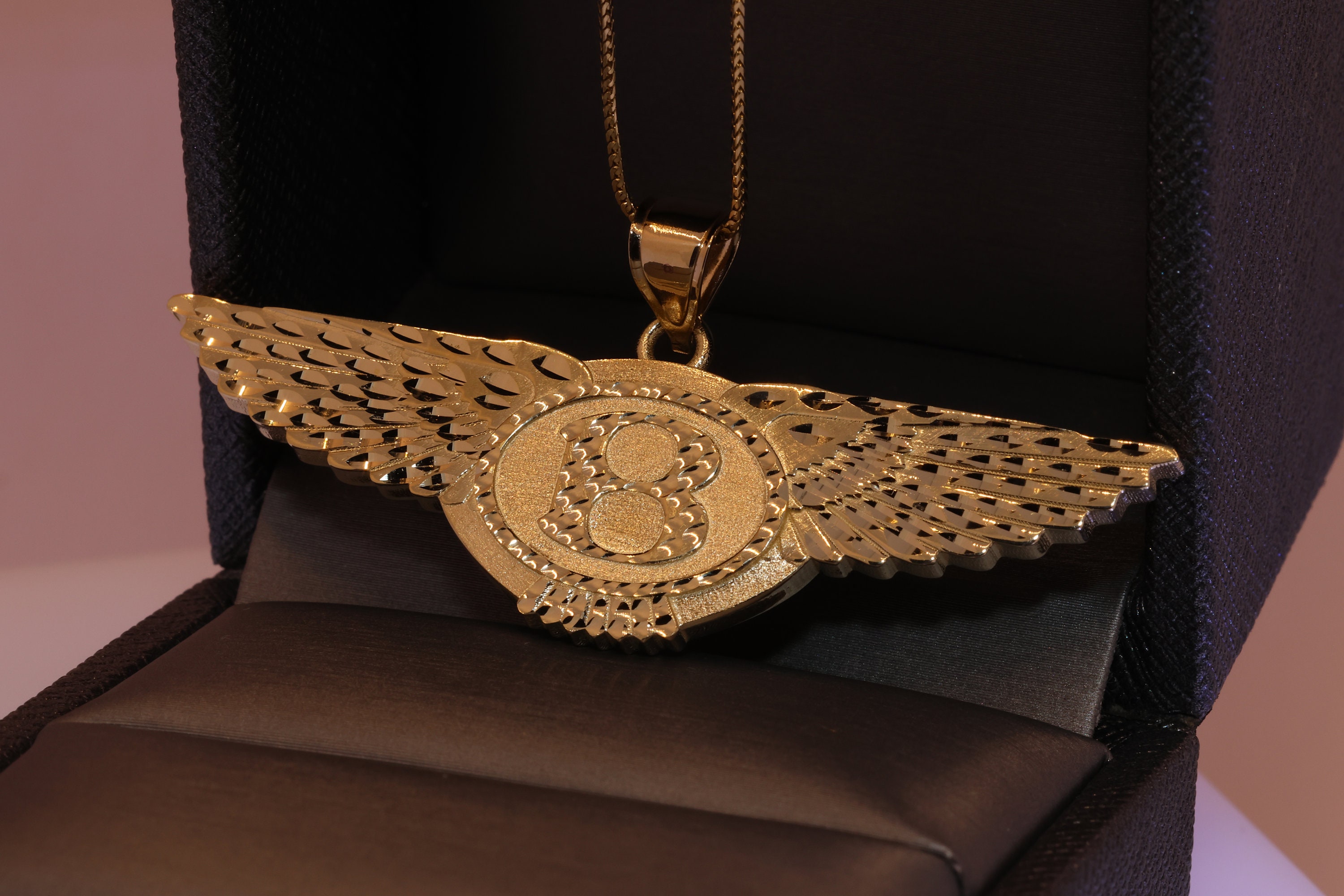 10K 14K 65mm Solid Yellow Gold Men's Bentley Flying B Logo - Etsy