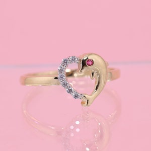 14k Gold Dolphin Ring / Animal Ring / Gift for Animal Lover / Good Luck ...
