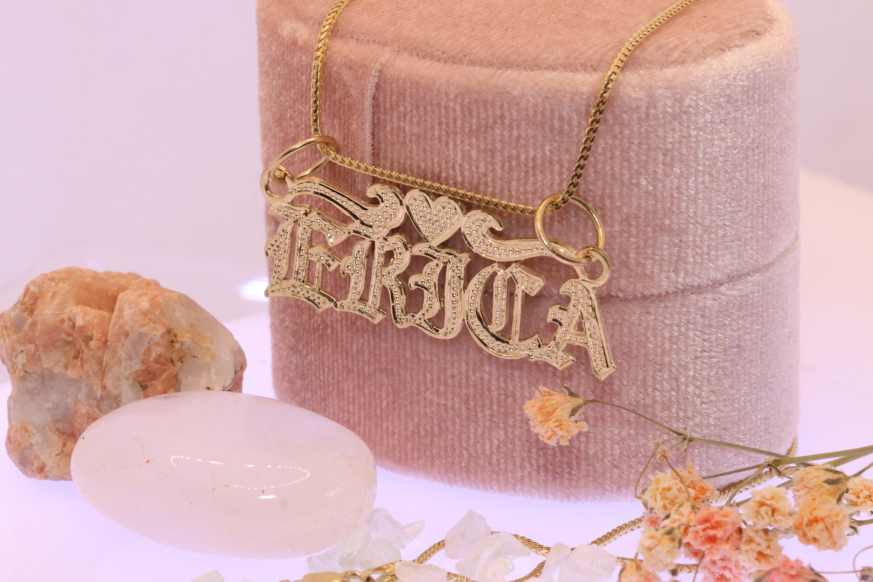 Solid 10K or 14K Gold Personalized Custom HANDMADE OLD ENGLISH Pendant ...