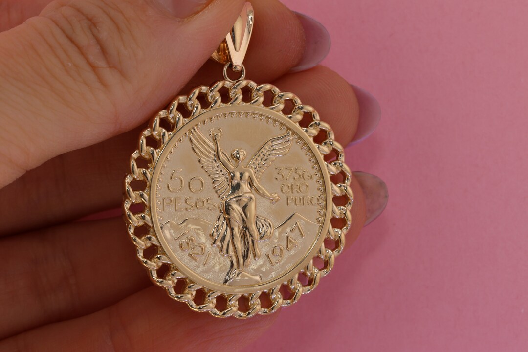 14k Yello Gold Centenario 50 Pesos Pendant - Etsy