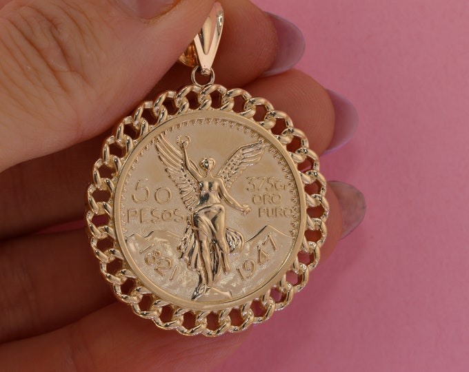 14k Yello Gold Centenario 50 Pesos Pendant - Etsy