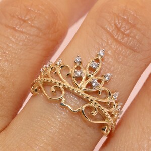 14k Gold Princess Tiara Crown Ring / Gold Princess Crown Ring - Etsy