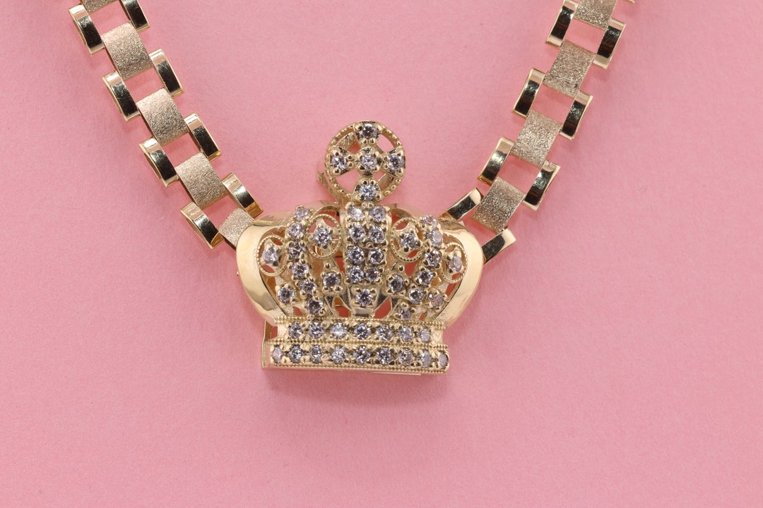 10k Gold HANDMADE Crown Unique Style Pendant / Gift for Her / 10K Gold ...