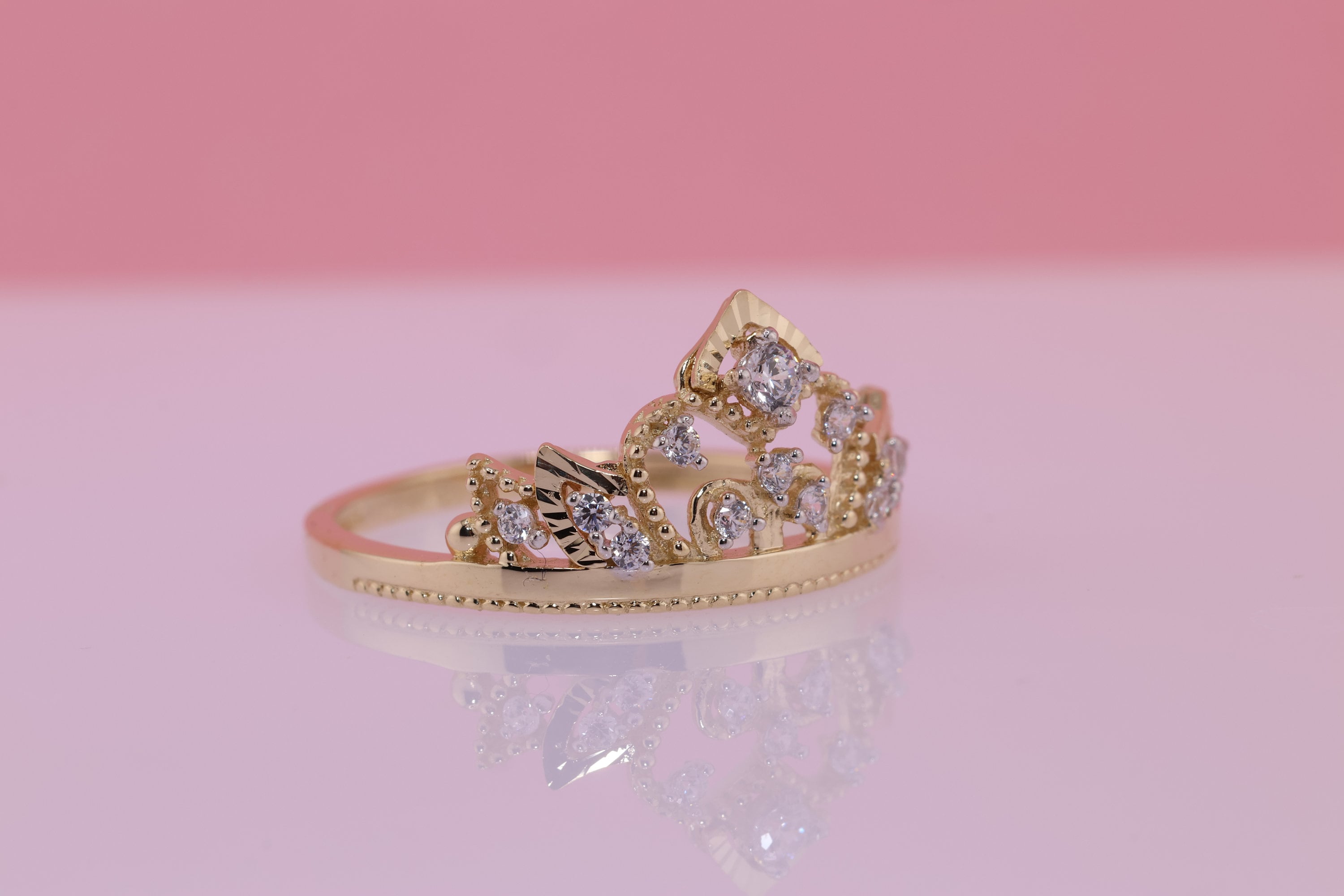 14K Gold 15 Anos Quinceanera Crown RING/ Fifteen CZ Stones for - Etsy