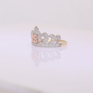 14K Gold 15 Anos Quinceanera Crown Ring/ Fifteen for Sweet 15 Birthday ...