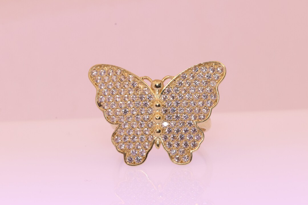 10K Gold Butterfly CZ Ring / Butterfly Ring / Dainty Ring / Gift for ...