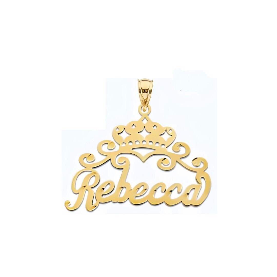 Personalize 10K 14K Gold Crown Name Pendant /handmade Name / Birthday ...