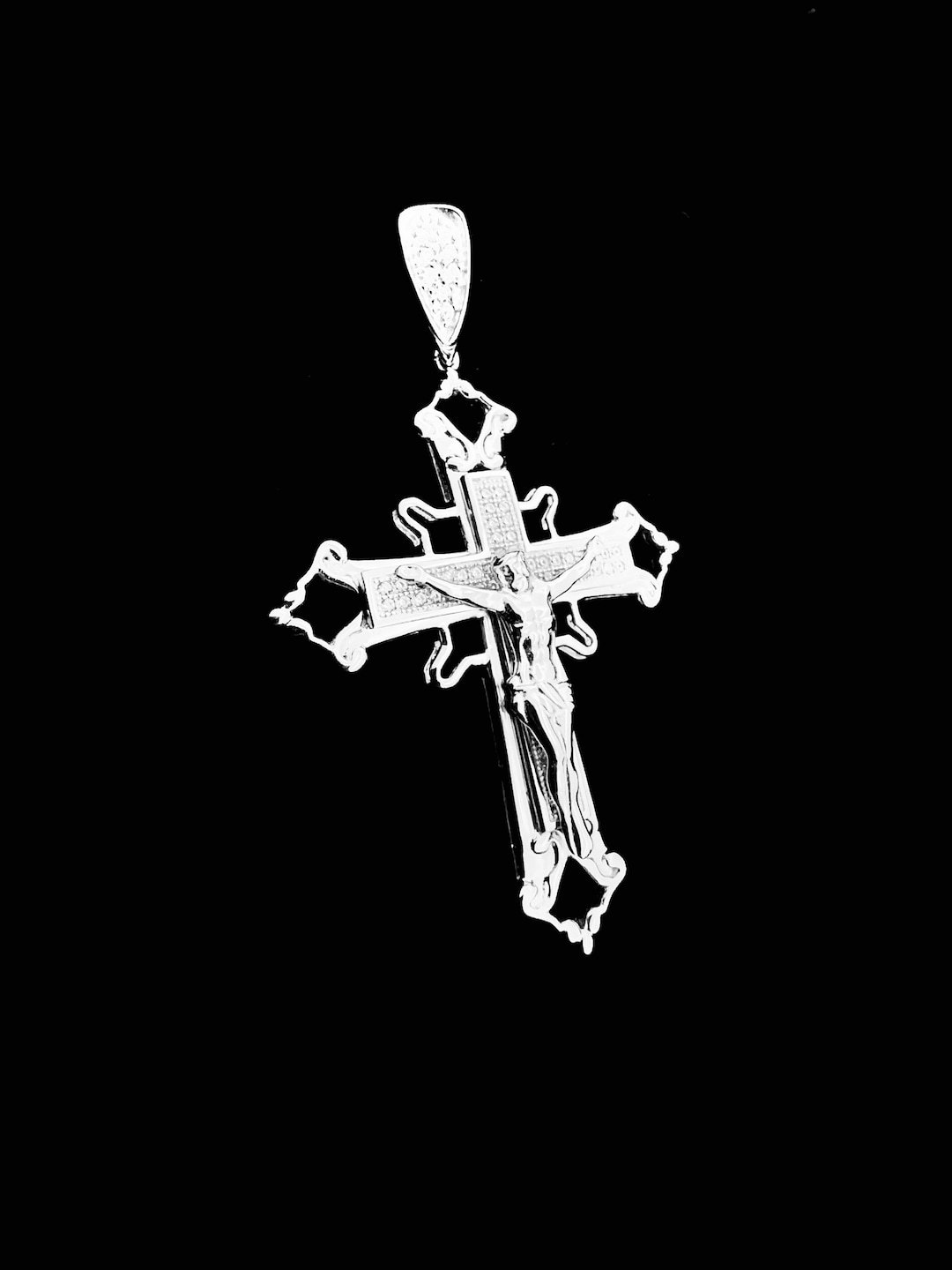 SOLID Genuine 925 Sterling Silver Cross Jesus Crucifix Crucifijo Charm ...