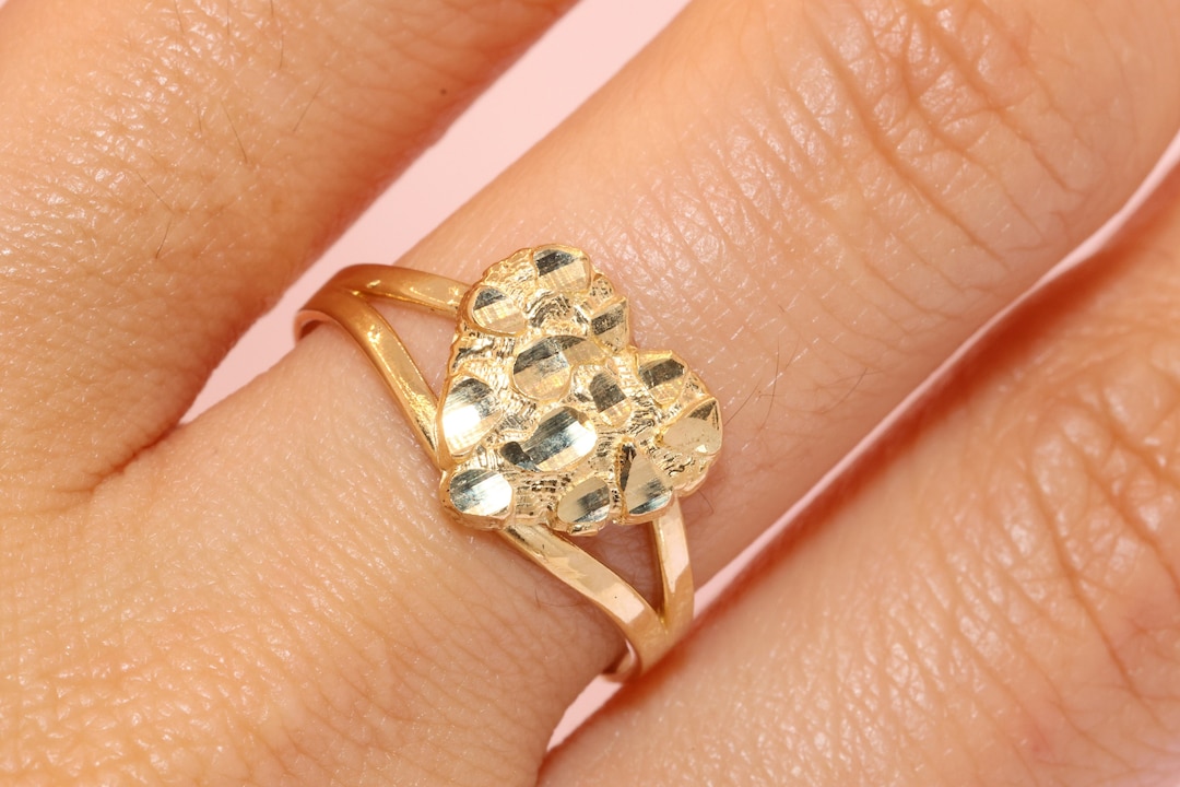 10K Gold Heart Nugget Ring / Nugget Ring / Dainty Ring / Gift for Her ...