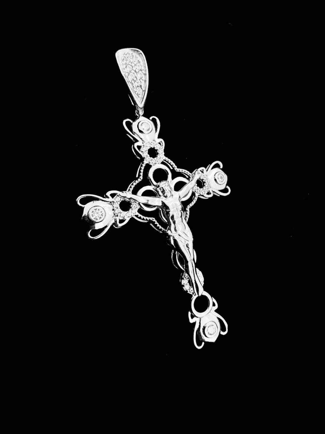 SOLID Genuine 925 Sterling Silver Cross Jesus Crucifix Crucifijo Charm ...