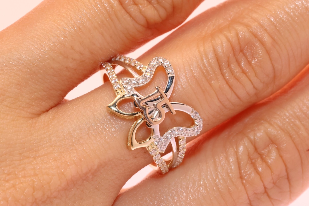 14K Gold 15 Anos Quinceanera Butterfly RING/ Fifteen CZ Stones for ...